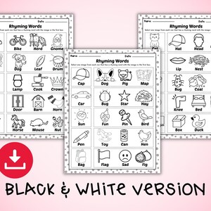 Rhyming Words Worksheets for Kindergartners | Poetry Month Activity ...