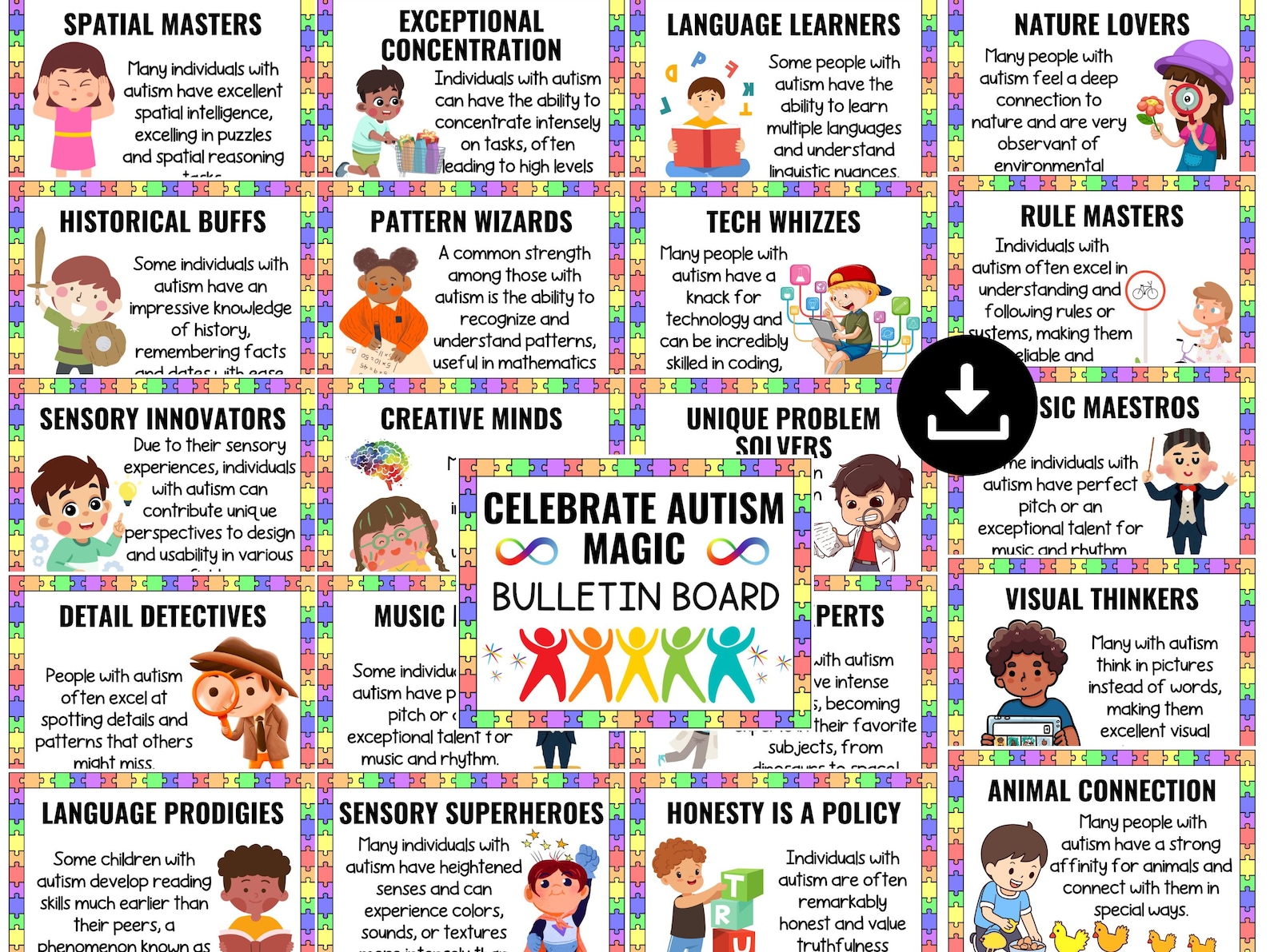 Autism Awareness Month Bulletin Board, Puzzle Banners, April Classroom ...