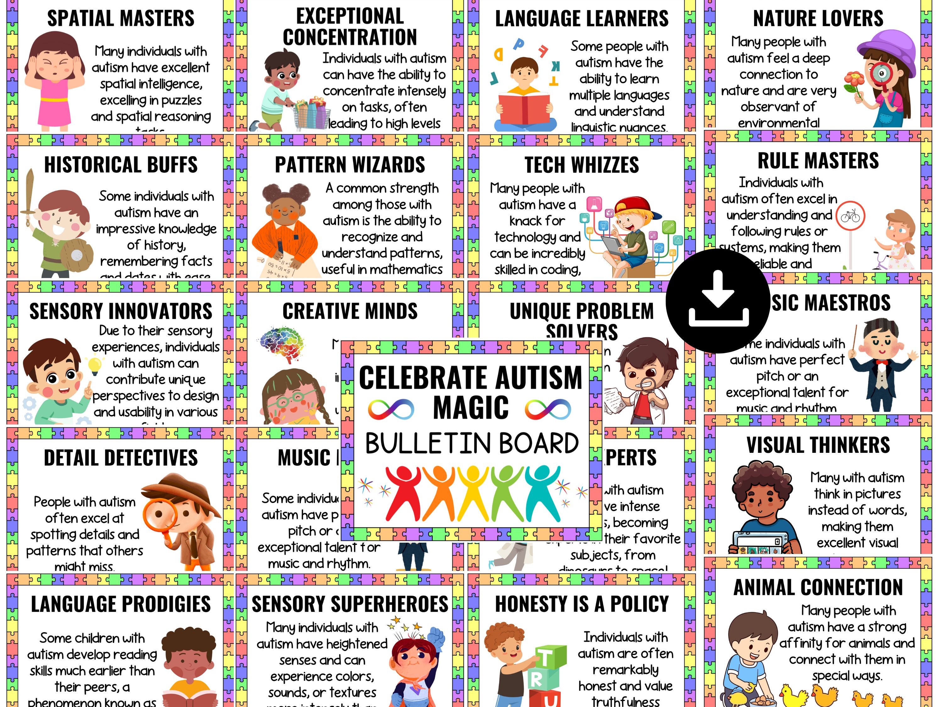 Autism Awareness Month Bulletin Board, Puzzle Banners, April Classroom ...