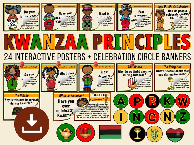 Kwanzaa Principles Interactive Bulletin Board Kit - Kwanzaa Interactive ...