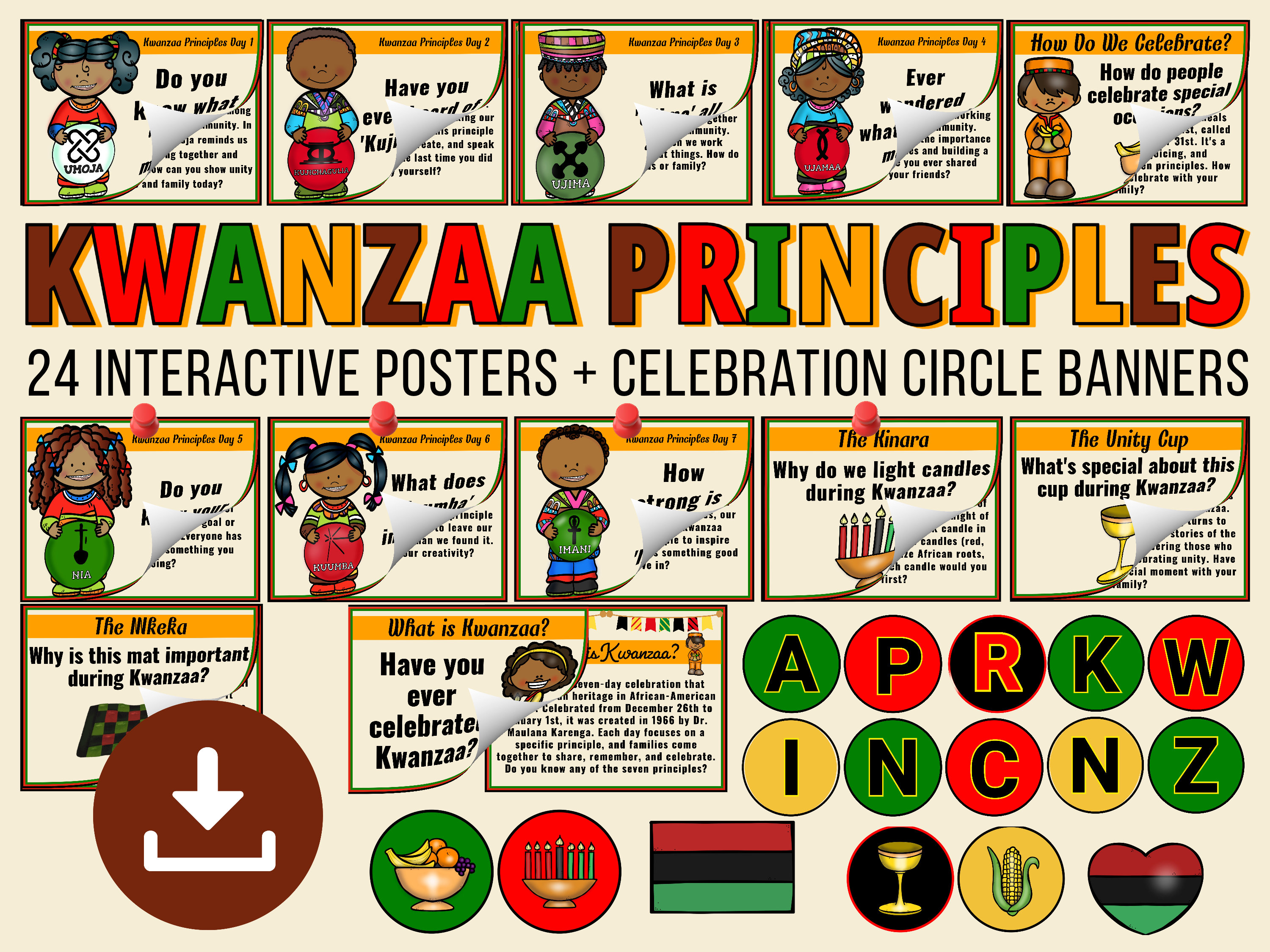 Kwanzaa Principles Interactive Bulletin Board Kit Kwanzaa Interactive ...