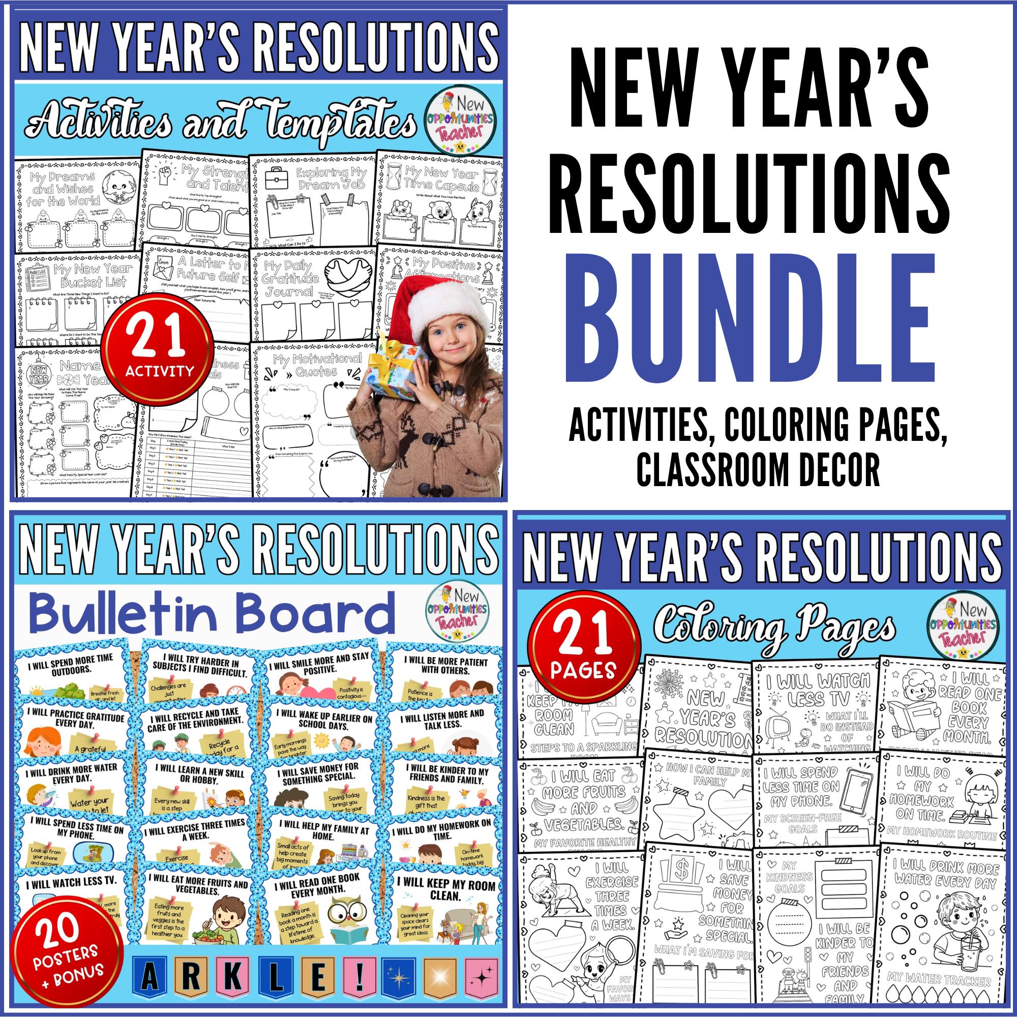 New Year’s Resolutions Bulletin Board Kit, New Year 2025 Classroom ...