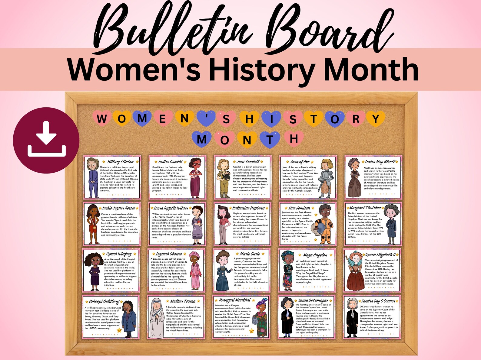 Printable Women's History Month Biography Bulletin Board - Etsy