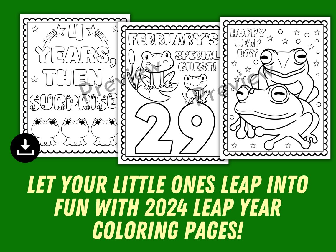 Leap Year 2024 Coloring Pages, Leap Day Coloring Sheets, Leap Year ...