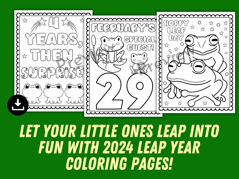 Leap Year 2024 Coloring Pages, Leap Day Coloring Sheets, Leap Year ...