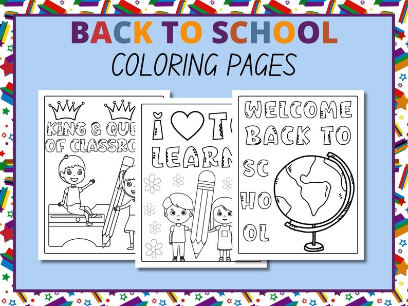 Back to School Coloring Pages First Day of School Coloring - Etsy
