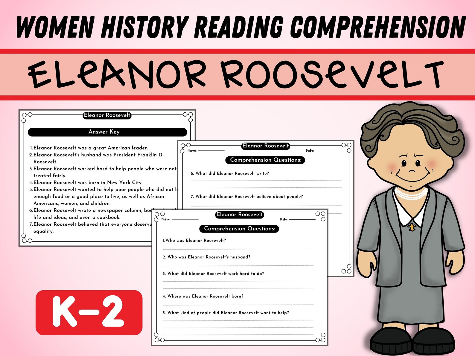 Eleanor Roosevelt Reading Comprehension Passage Women History Month ...