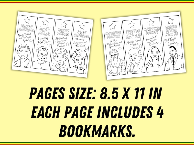 Black History Coloring Bookmarks | African American Leaders (digital ...