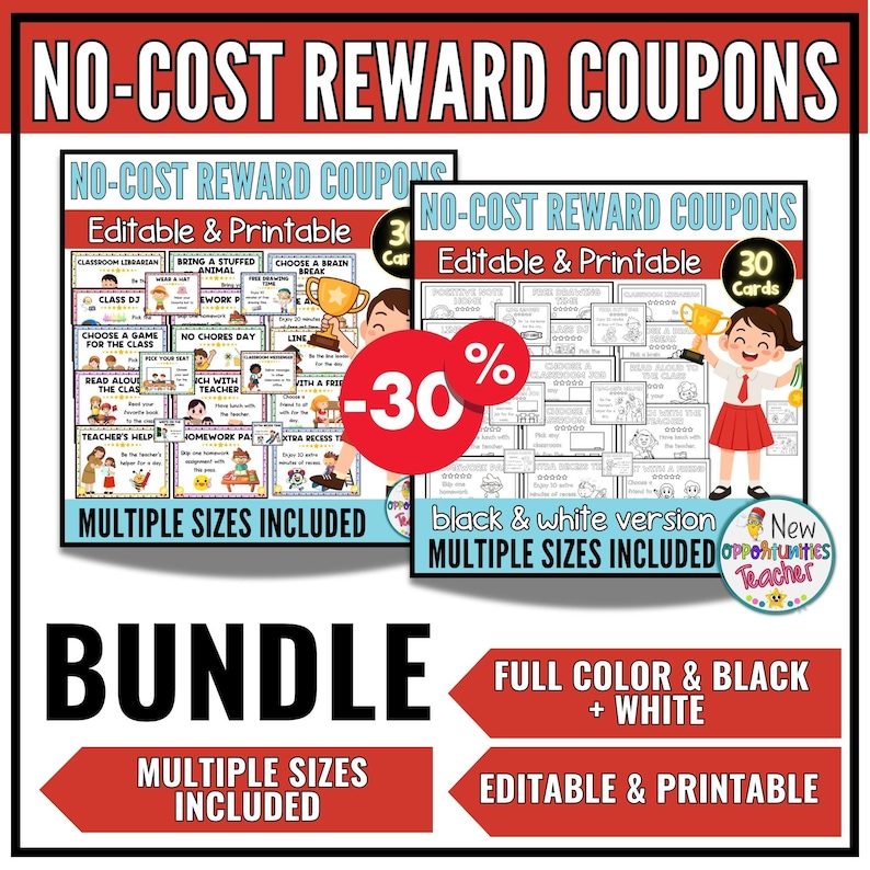 No Cost Student Reward Coupons – Class Reward Incentives EDITABLE ...