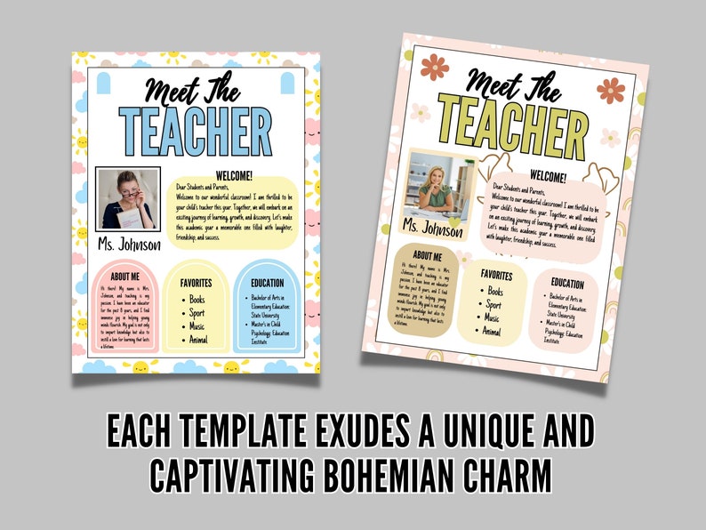 Meet the Teacher Template Editable Boho Chic 6 Templates - Etsy