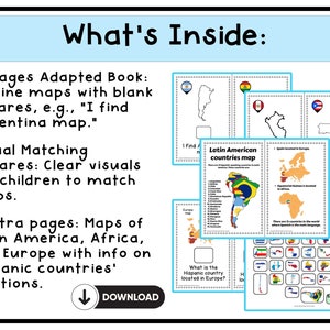 Hispanic Country Maps Interactive Adapted Book, Autism, Special ...