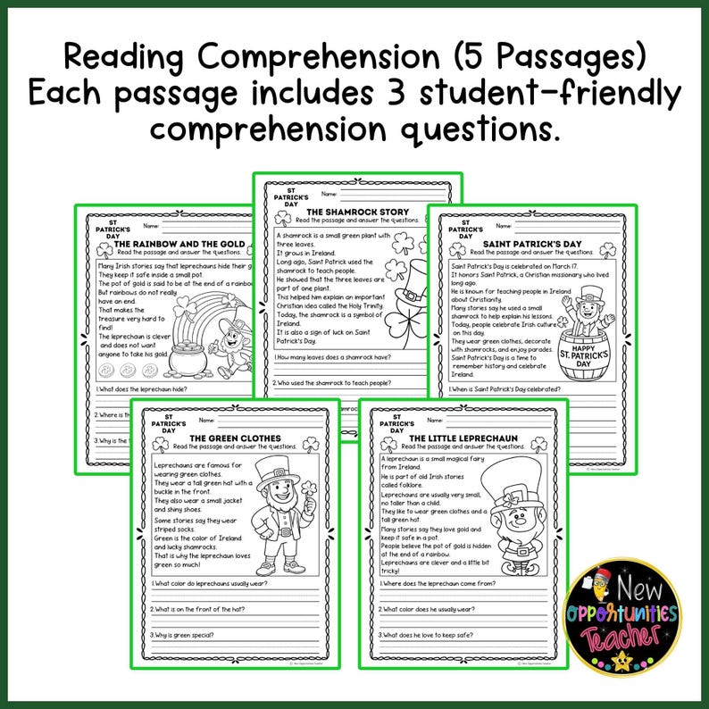 Leprechaun Trap Read Aloud, St. Patrick’s Day Reading Comprehension and ...
