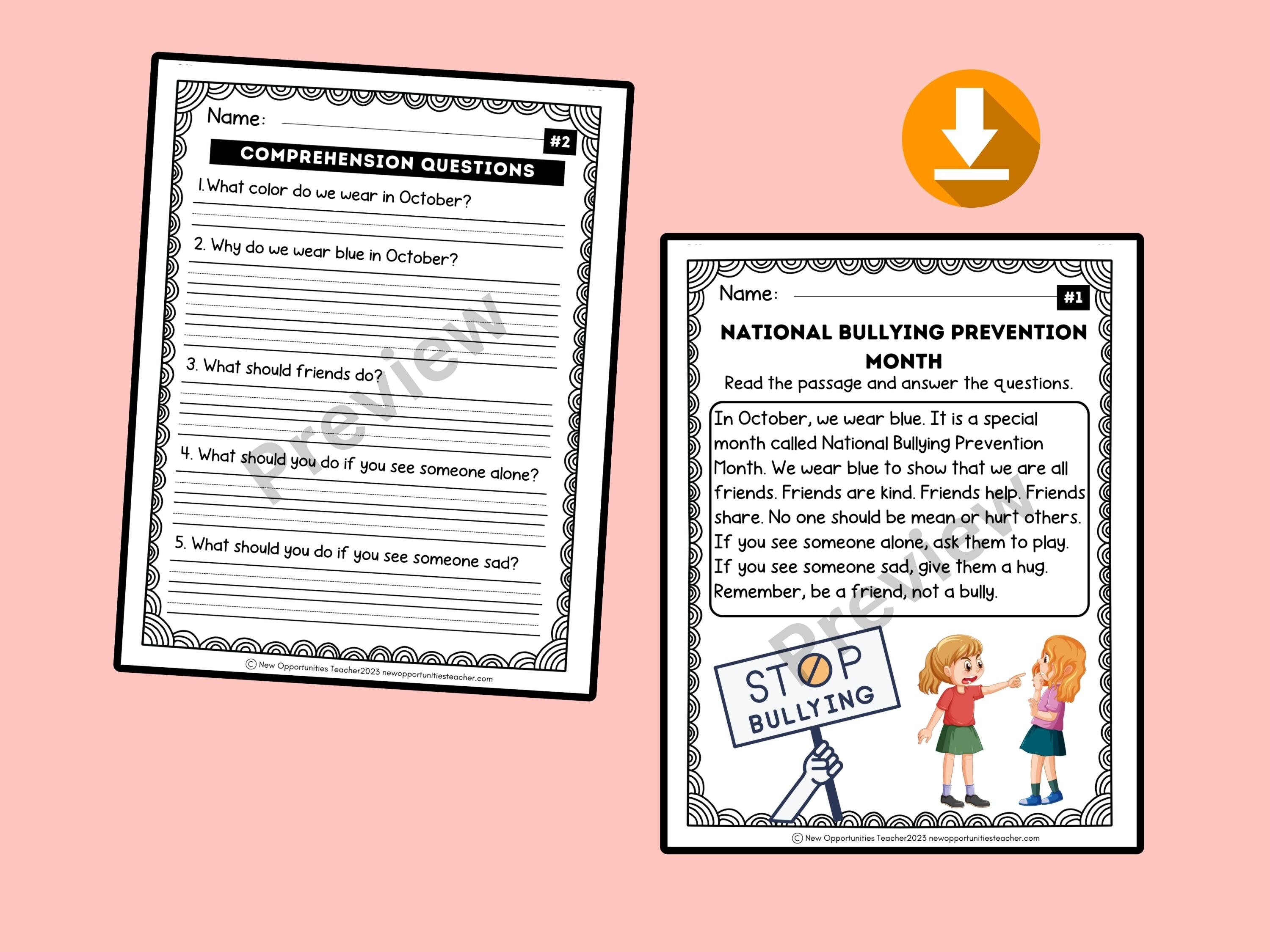 National Bullying Prevention Month Activity Pack - Anti-bullying ...
