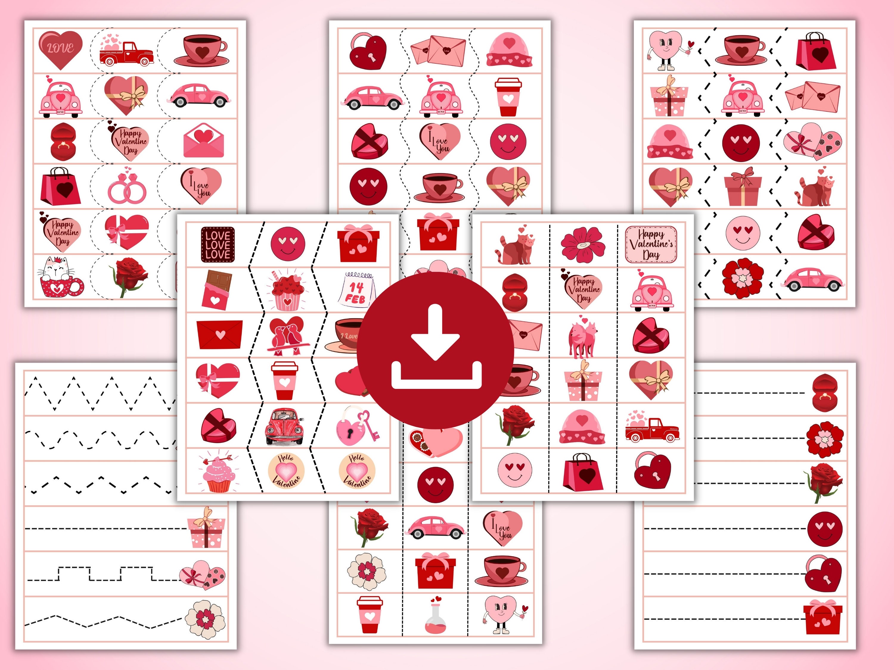 Valentine's Day Cutting Strips February Scissor Skills Cutting Practice ...