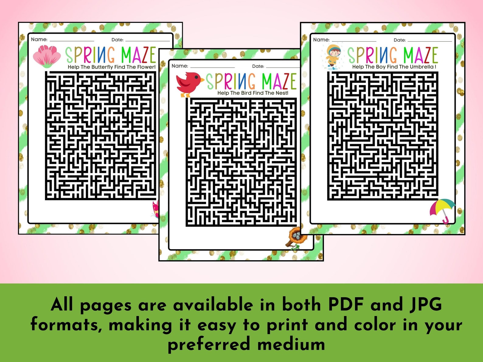 Printable Spring Maze Worksheets Springtime Mazes April Activities for ...