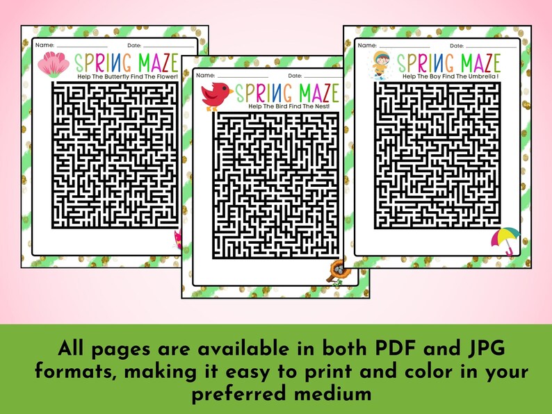 Printable Spring Maze Worksheets Springtime Mazes April Activities for ...