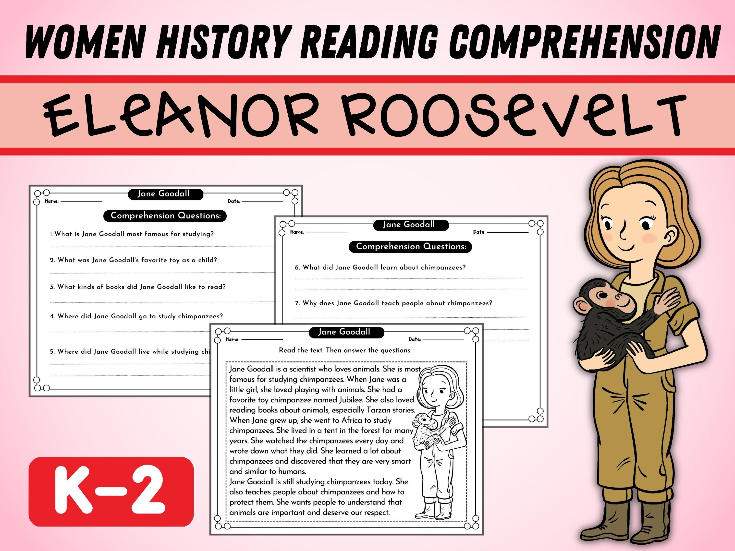 Jane Goodall Reading Comprehension Passage Women History Month ...