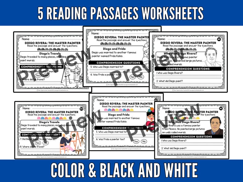 Diego Rivera Reading Comprehension | Hispanic Heritage Month K-2 ...