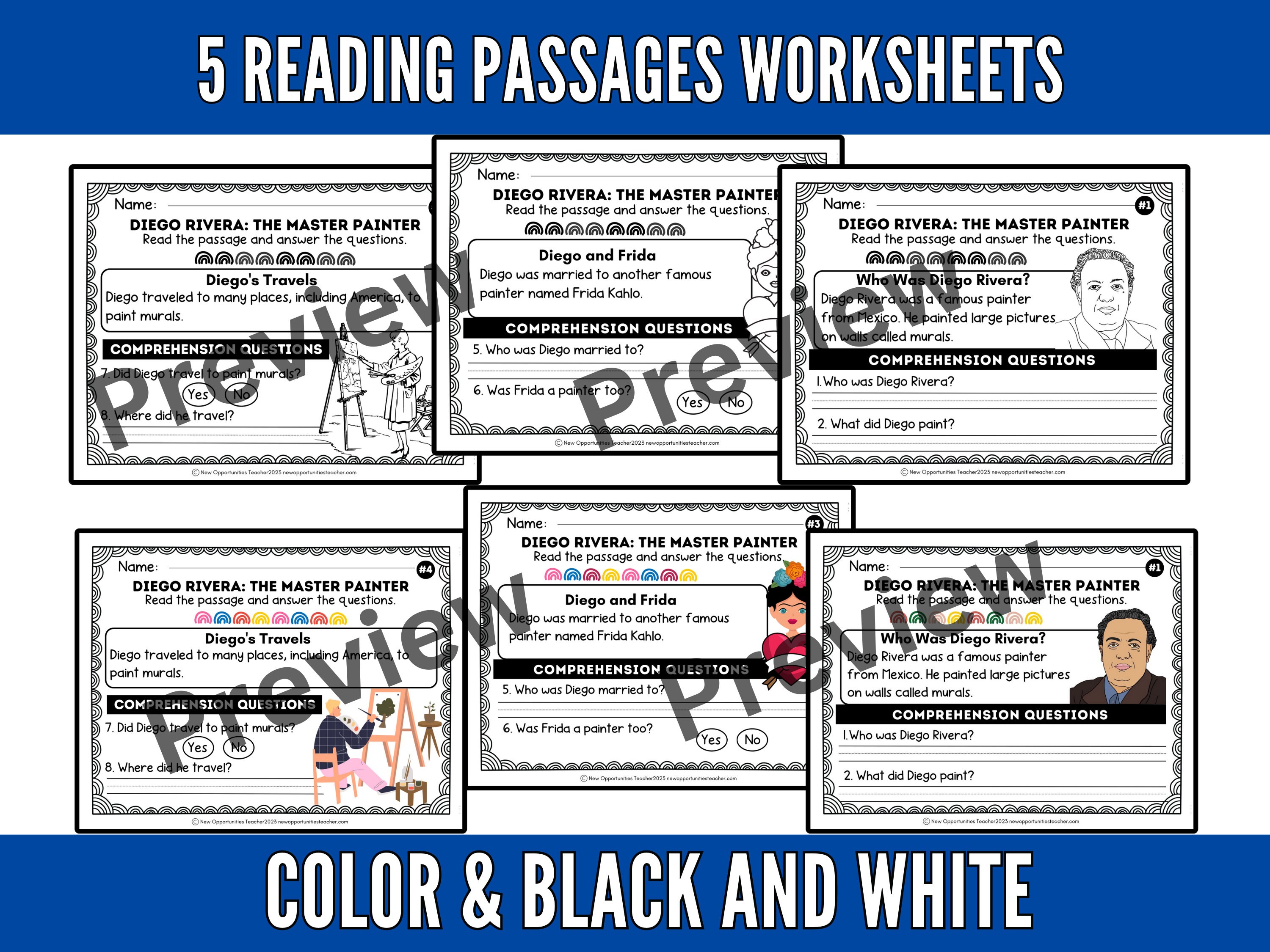 Diego Rivera Reading Comprehension Passages Timeline - Etsy