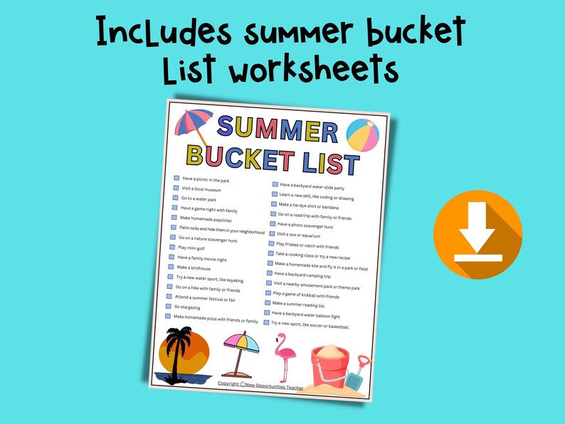 My Summer Bucket List Craft | I Sun Activity for Kindergarten | End of ...