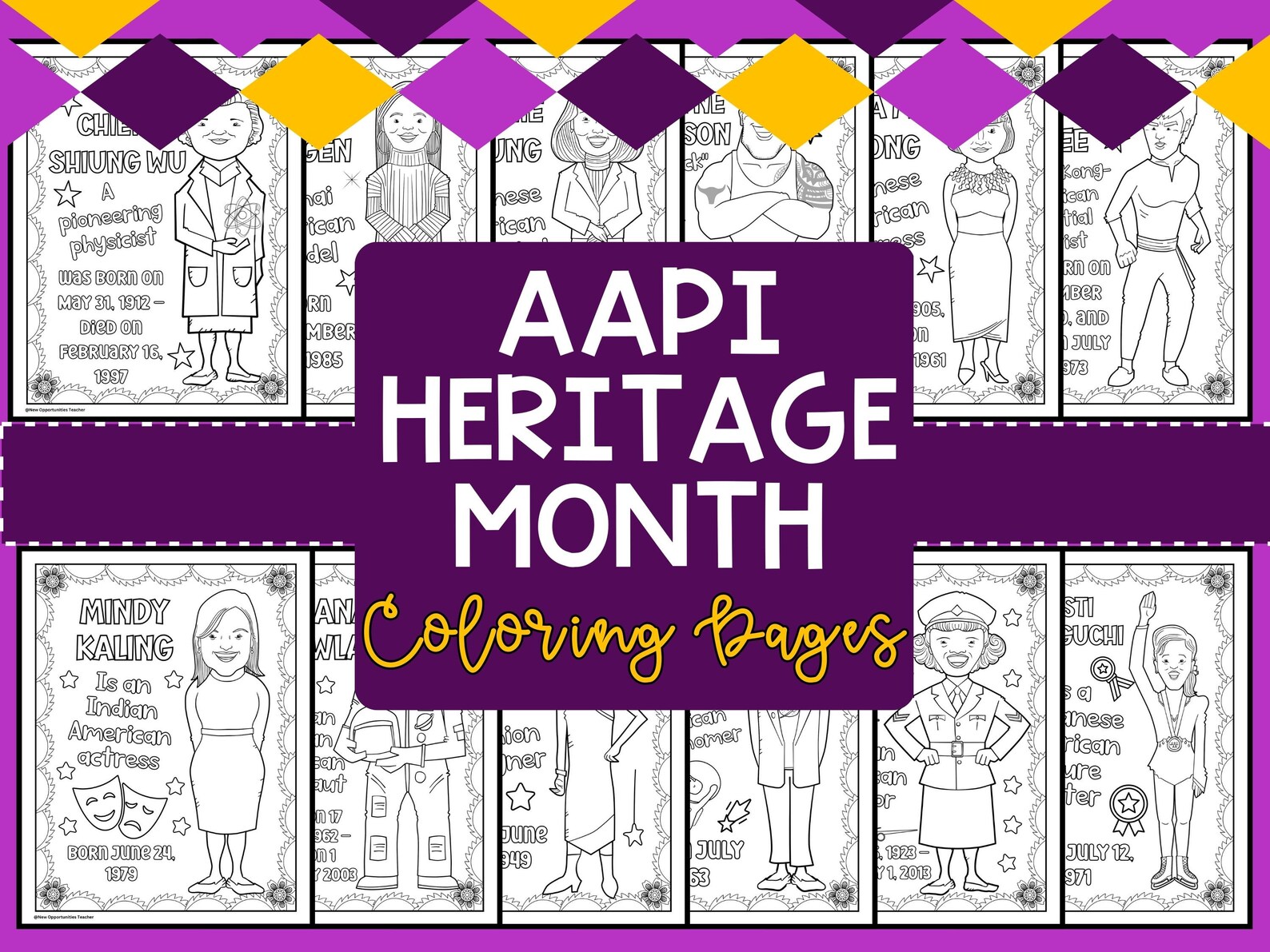 AAPI Heritage Month Coloring Pages | Asian American Figures (digital ...