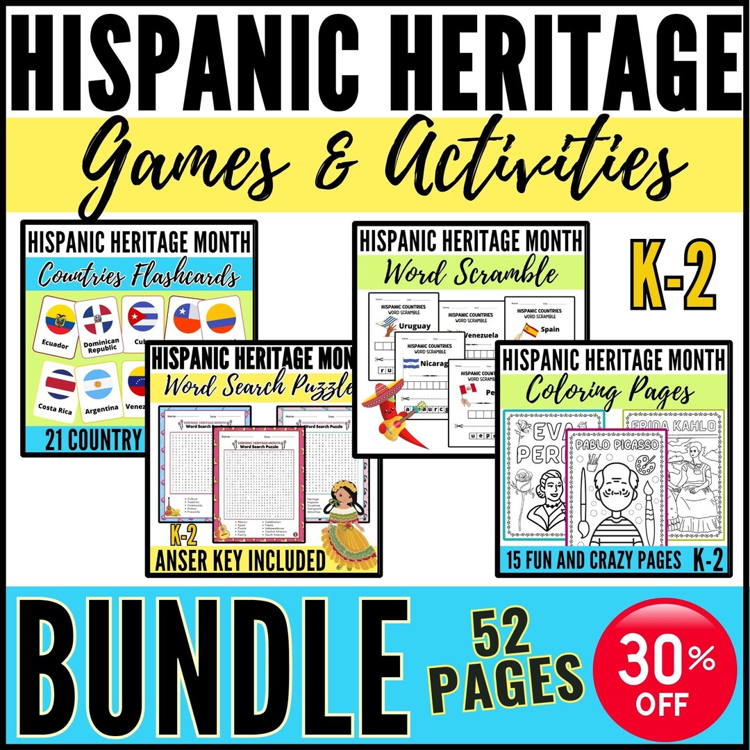Hispanic Heritage Month Activities BUNDLE | Hispanic Heritage Game ...