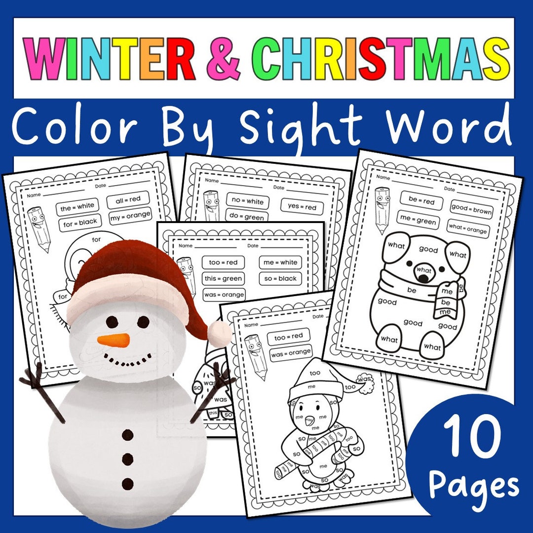 Christmas Color by Code | Winter Themed Color by Sight Word ...
