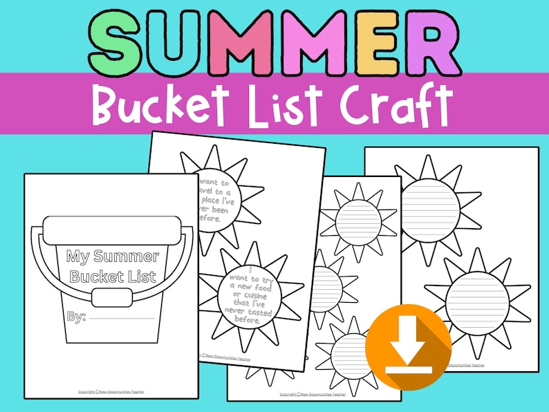 My Summer Bucket List Craft | I Sun Activity for Kindergarten | End of ...
