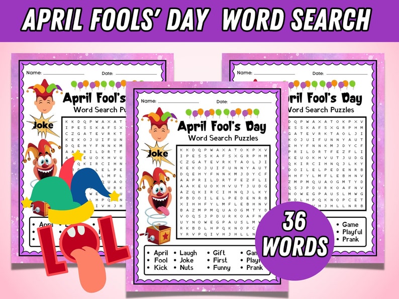 April Fools' Day Word Search | April Fools' Day Printable Puzzle | 1st ...
