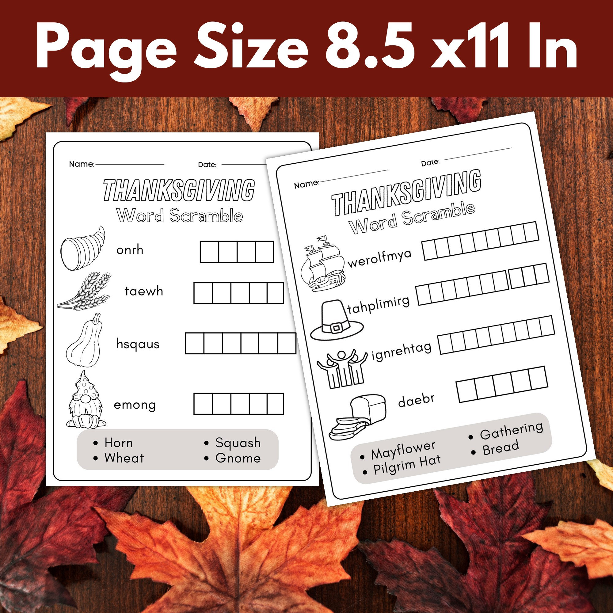 Thanksgiving Dinner Word Scramble | Turkey Day Game Activity for ...