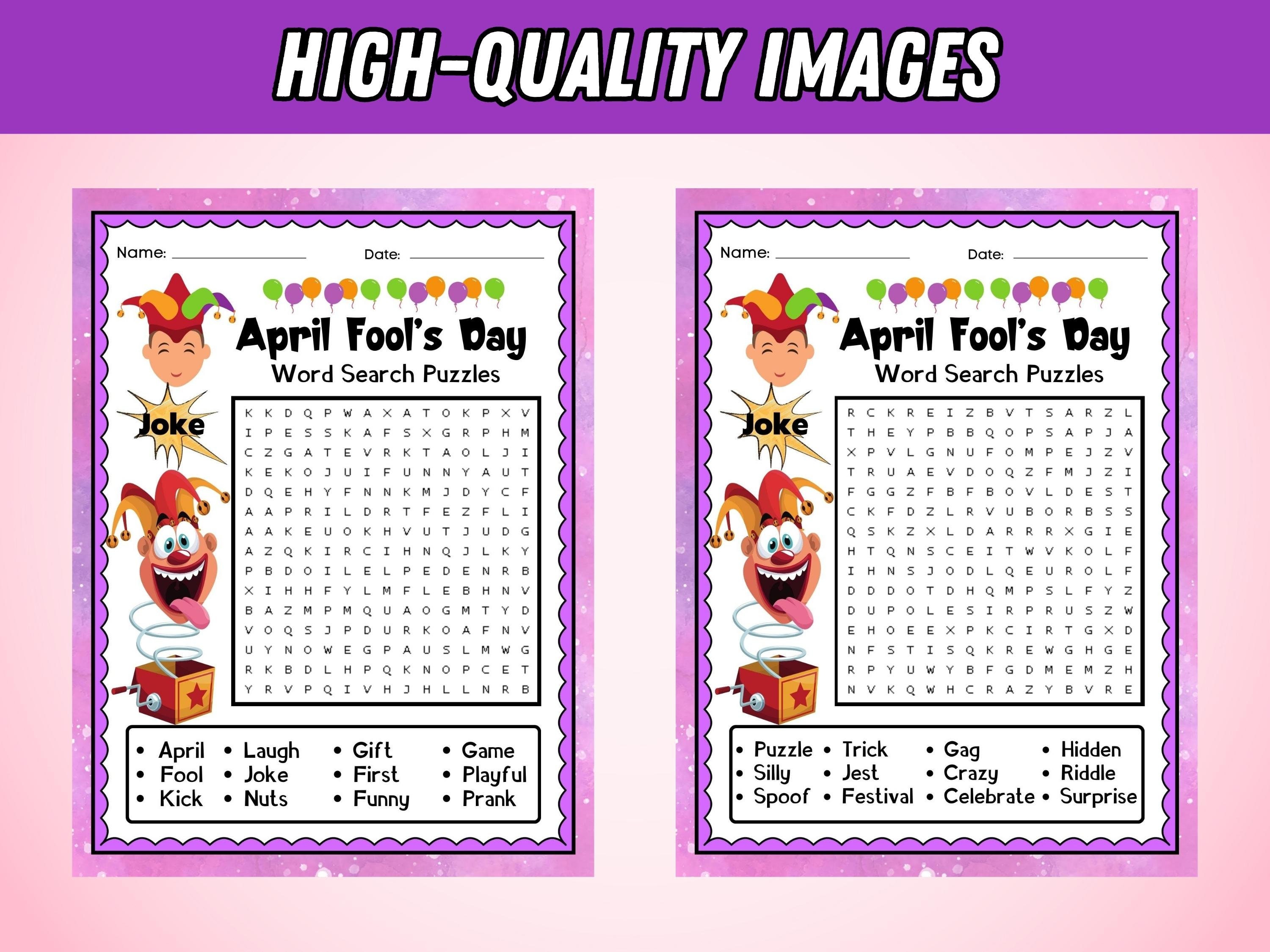 April Fools' Day Word Search April Fools' Day Printable Puzzle 1st ...