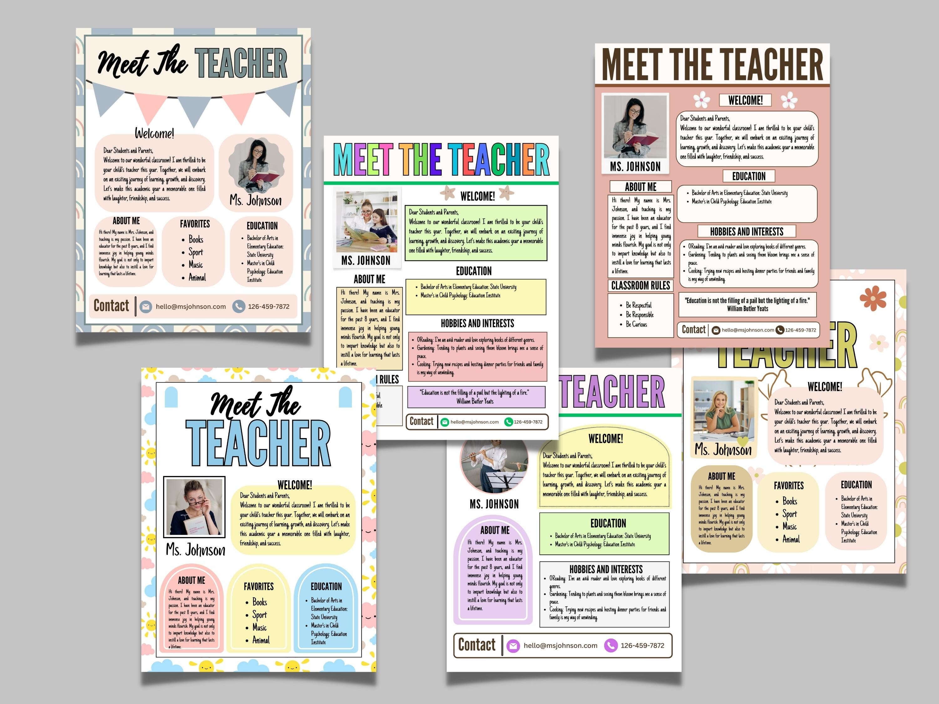 Meet the Teacher Template Editable Boho Chic 6 Templates EDITABLE With ...