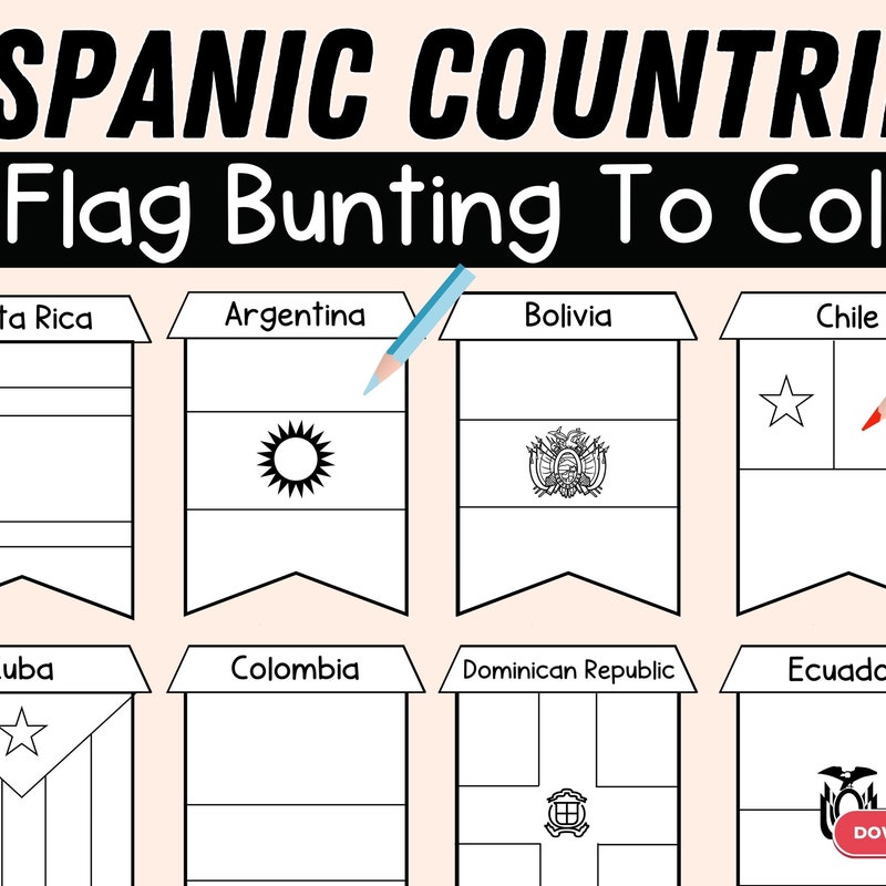 Latin Flags to Color - Etsy