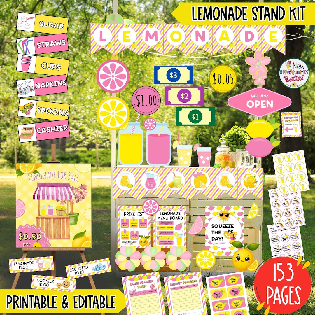 Lemonade Stand Kit, Printable Dramatic Play, Summer Activity (editable ...