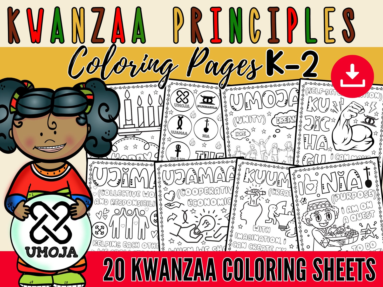 Celebrate Kwanzaa Coloring Pages - Kwanza Principles Coloring Sheets (k ...