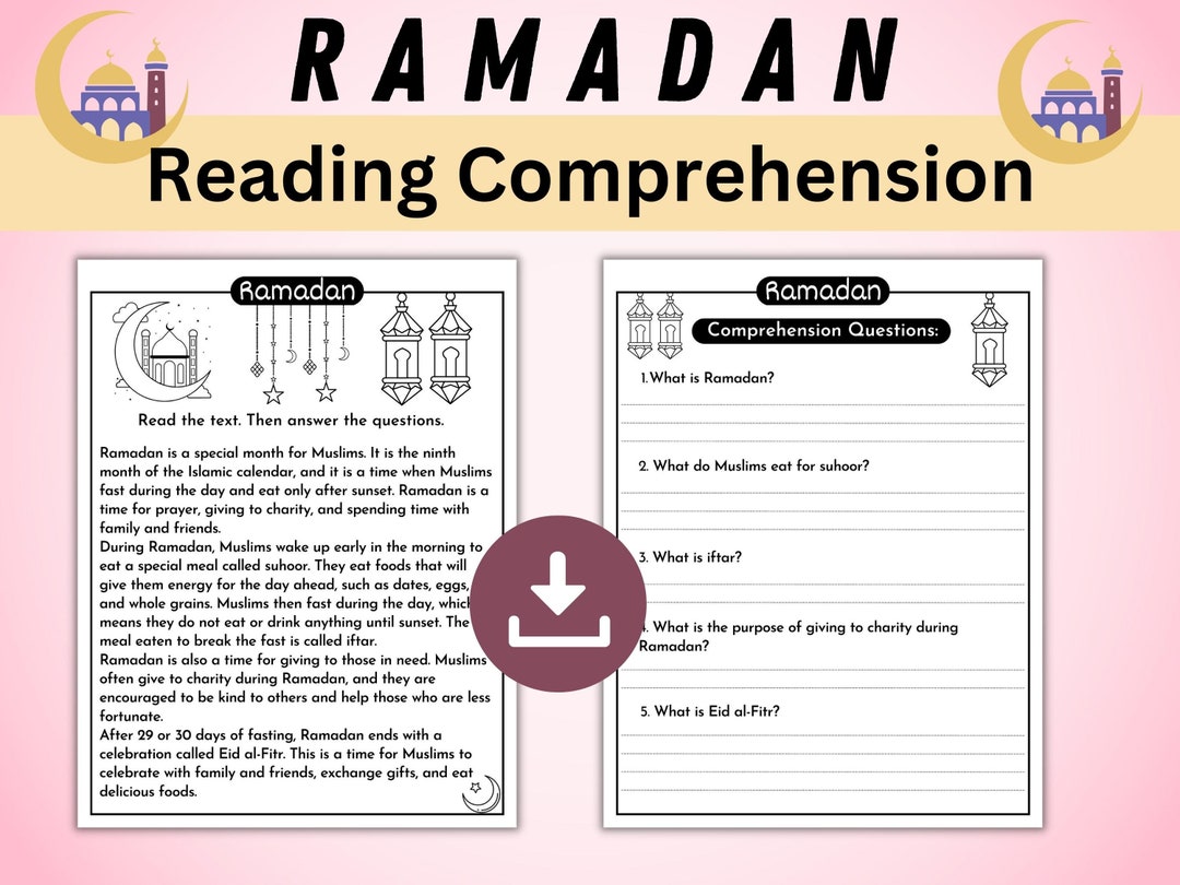 Ramadan Mubarak Reading Comprehension Passage | Printable Ramadan and ...