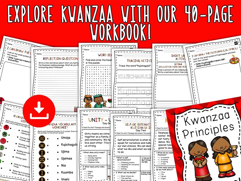 Celebrate Kwanzaa With Our Engaging Kindergarten Workbook - Etsy