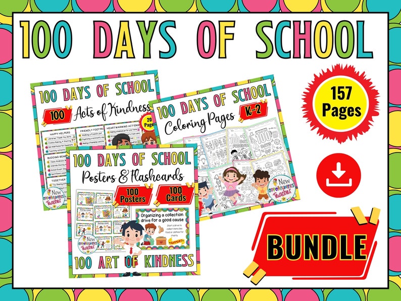 100 Acts of Kindness Posters for 100 Days of School Printable Classroom ...