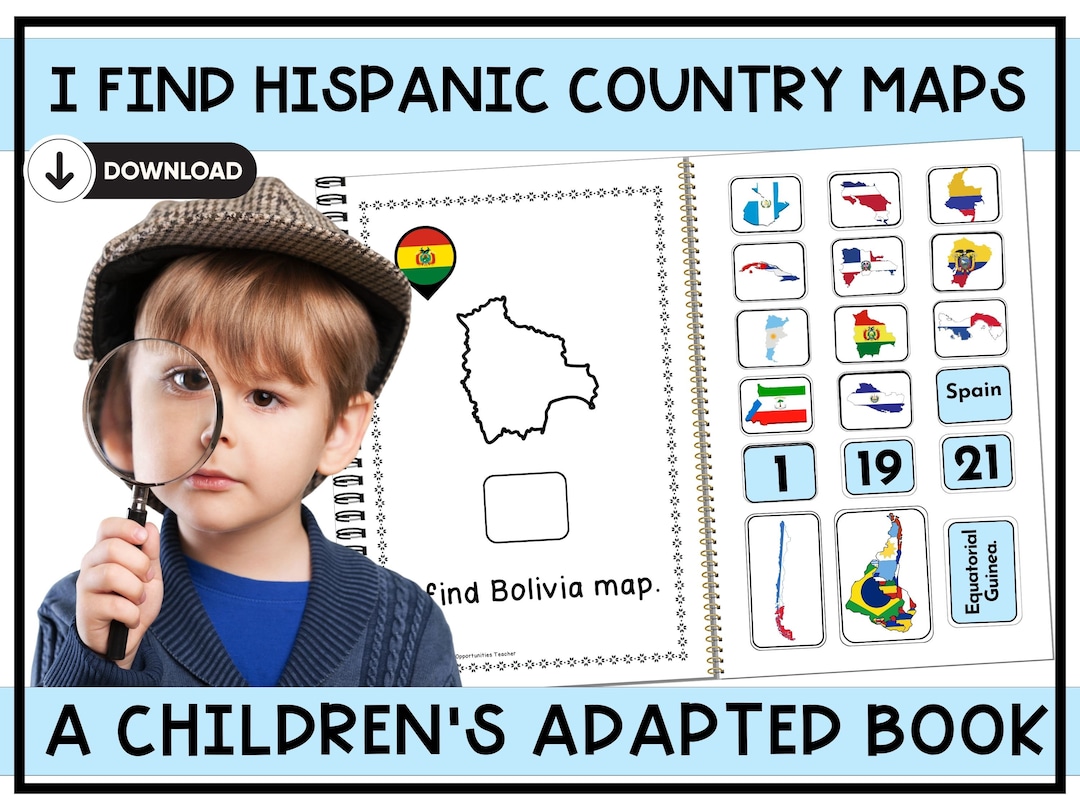 Hispanic Country Maps Interactive Adapted Book, Autism, Special ...