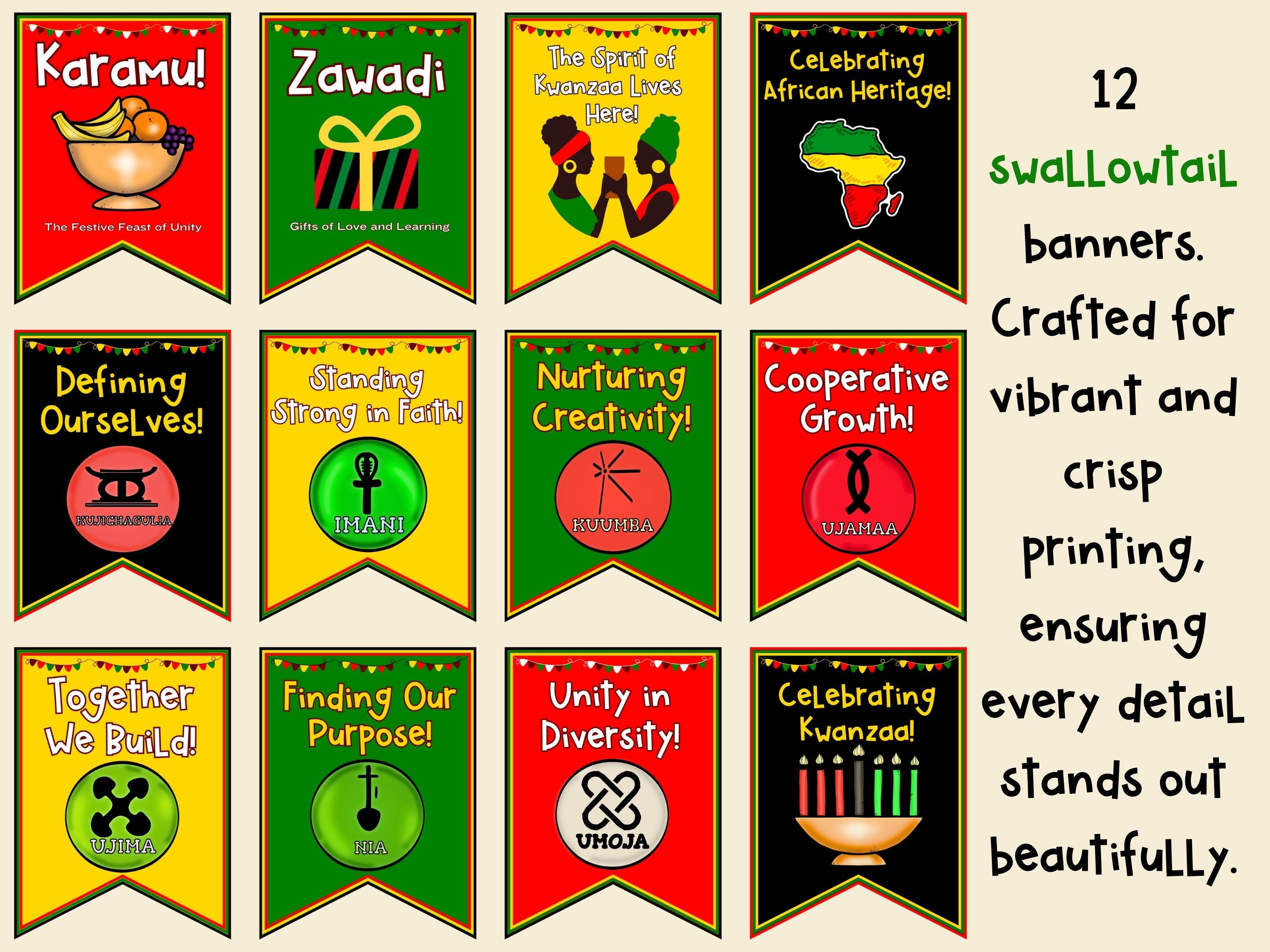 Kwanzaa Principles Banners – Classroom Decor, Set of 24 (PDF Download ...