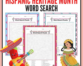 Hispanic Heritage Month Word Search | Printable Puzzle (PDF) - Etsy