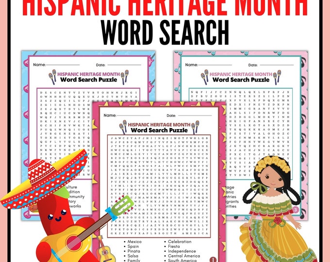 Hispanic Heritage Month Word Search | Printable Puzzle (PDF) - Etsy