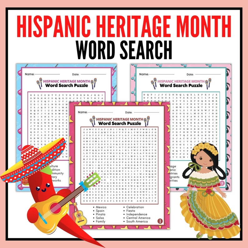 Hispanic Heritage Month Word Search Game | National Hispanic Heritage ...