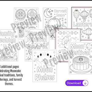 Moon Phases Coloring Pages | Mid-autumn Festival Coloring Sheets | Moon ...