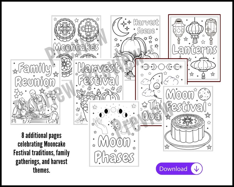 Moon Phases Coloring Pages | Mid-autumn Festival Activity (digital ...