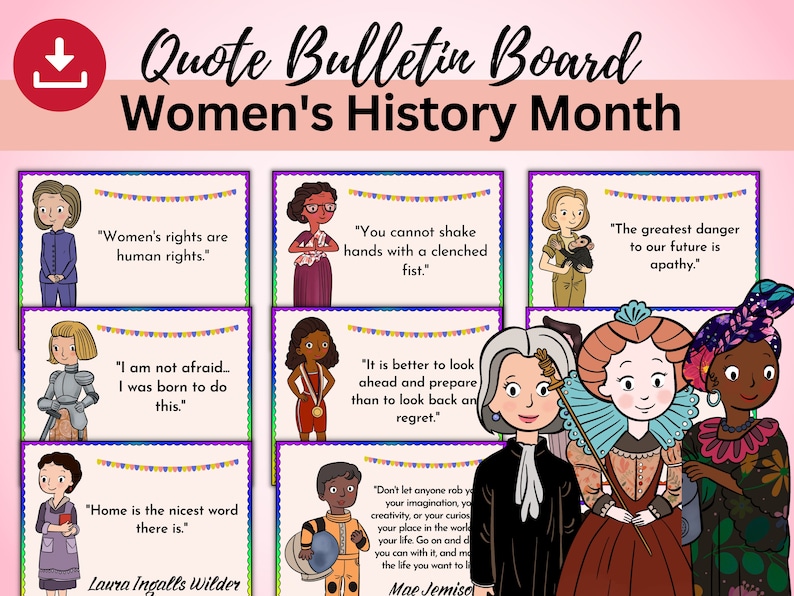 Printable Women's History Month Quote Bulletin Board | Famous Women in ...