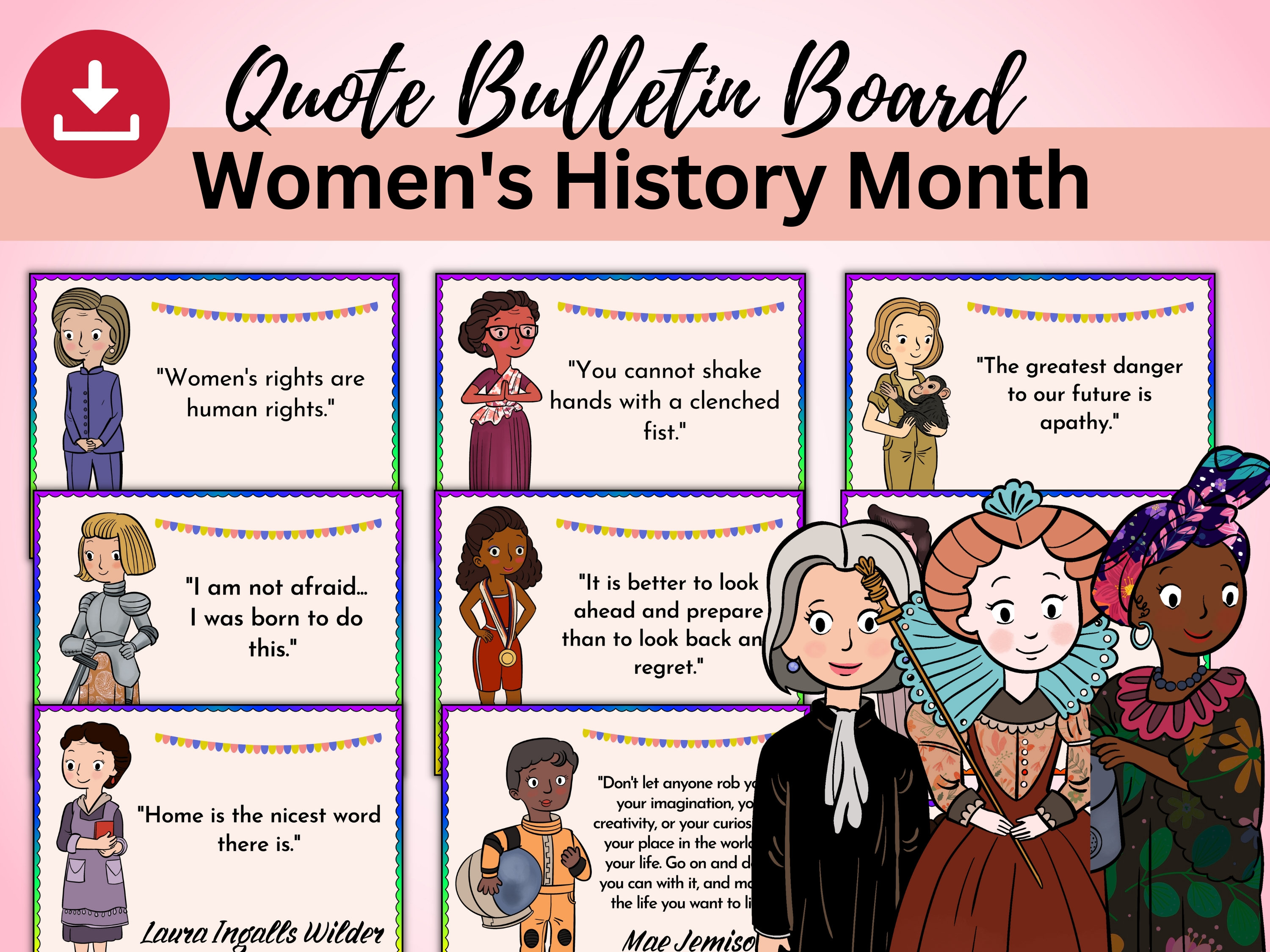 Printable Women's History Month Quote Bulletin Board | Famous Women in ...