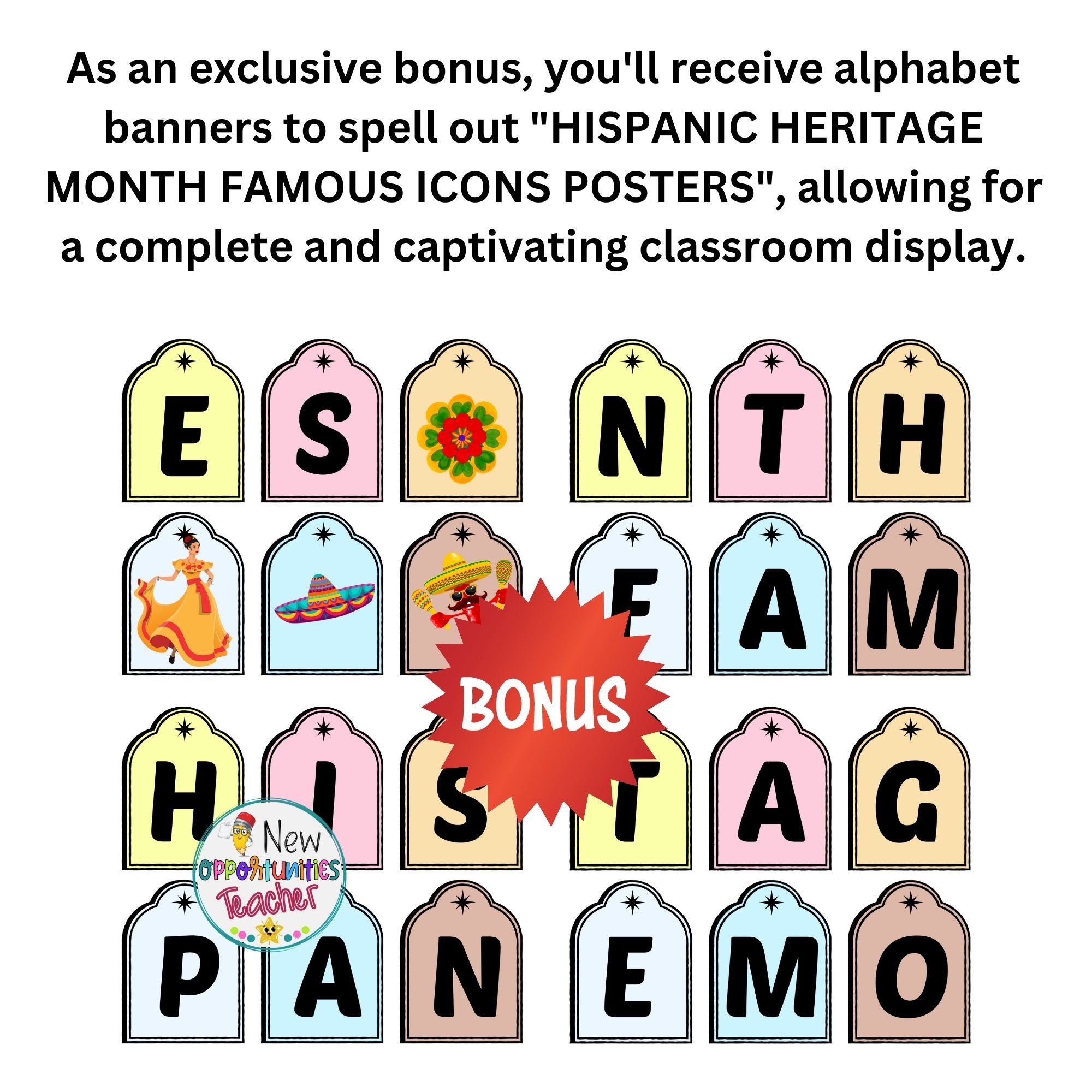 Hispanic Heritage Month Classroom Bulletin Board Set - 40 Iconic ...