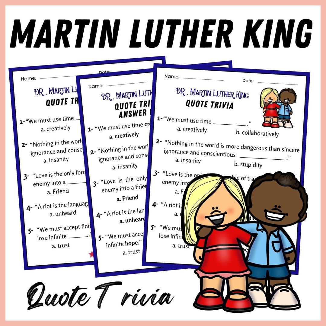 Martin Luther King JR Quote Trivia | MLK Day Quotes Activity | Black ...