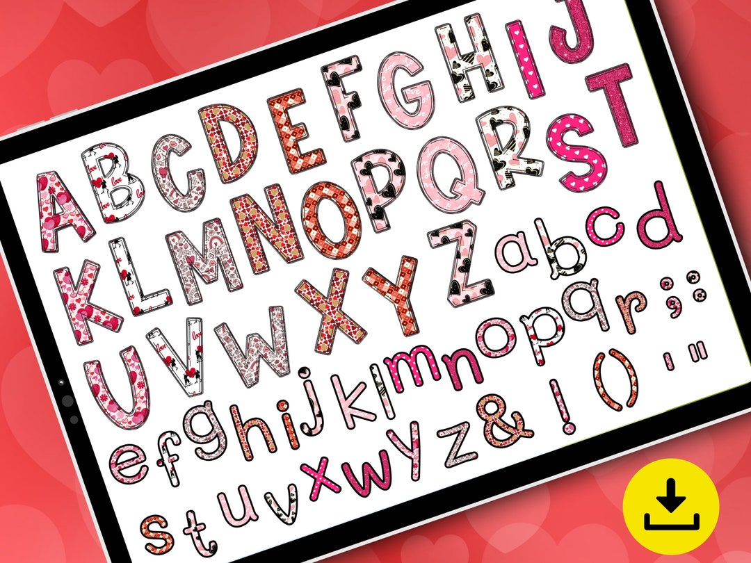 Valentine's Day Bulletin Board Letters, Doodle Alphabet, Love Clip Art ...